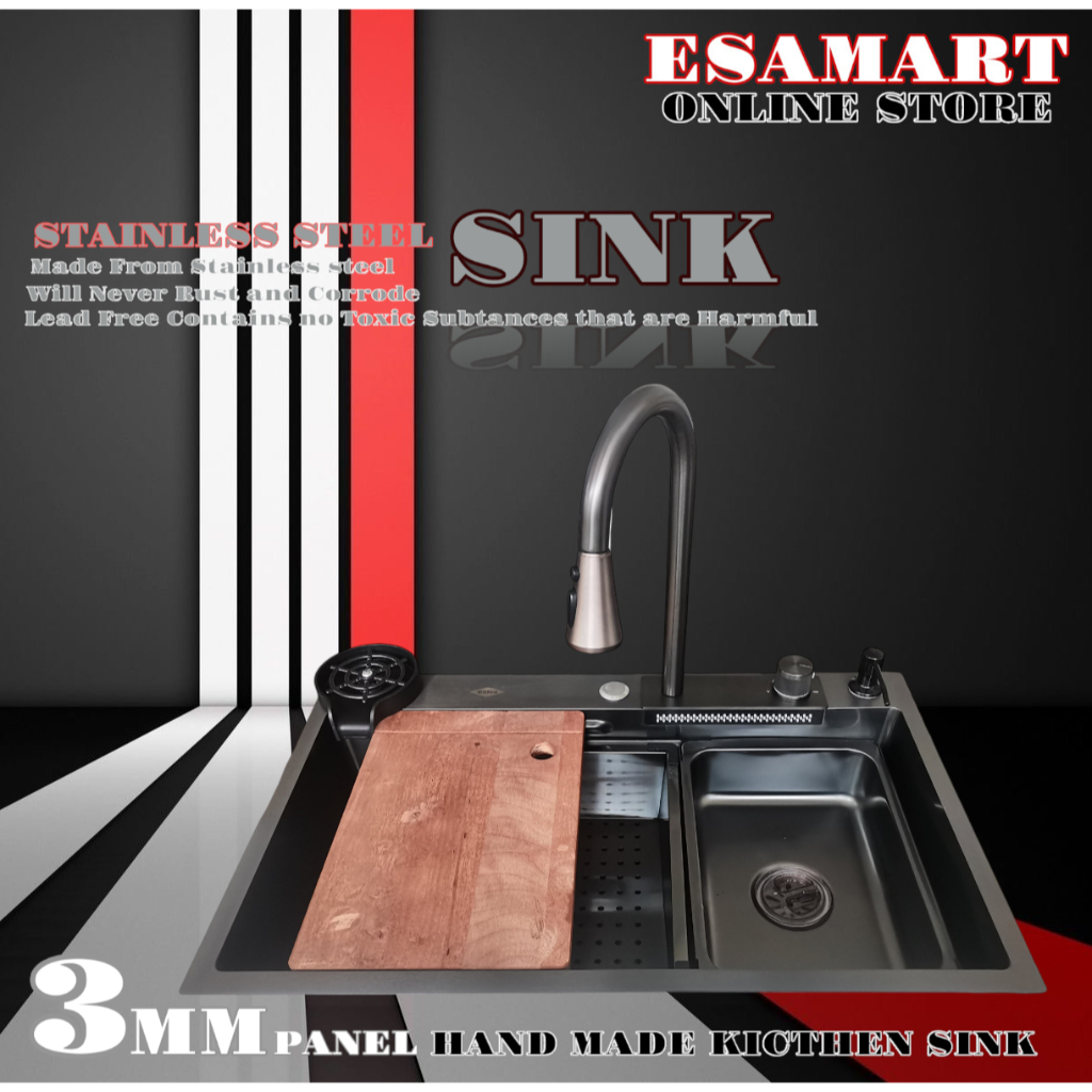 Ready stock Waterfall Premium Nano Sink Package Deals Stainless Steel ...