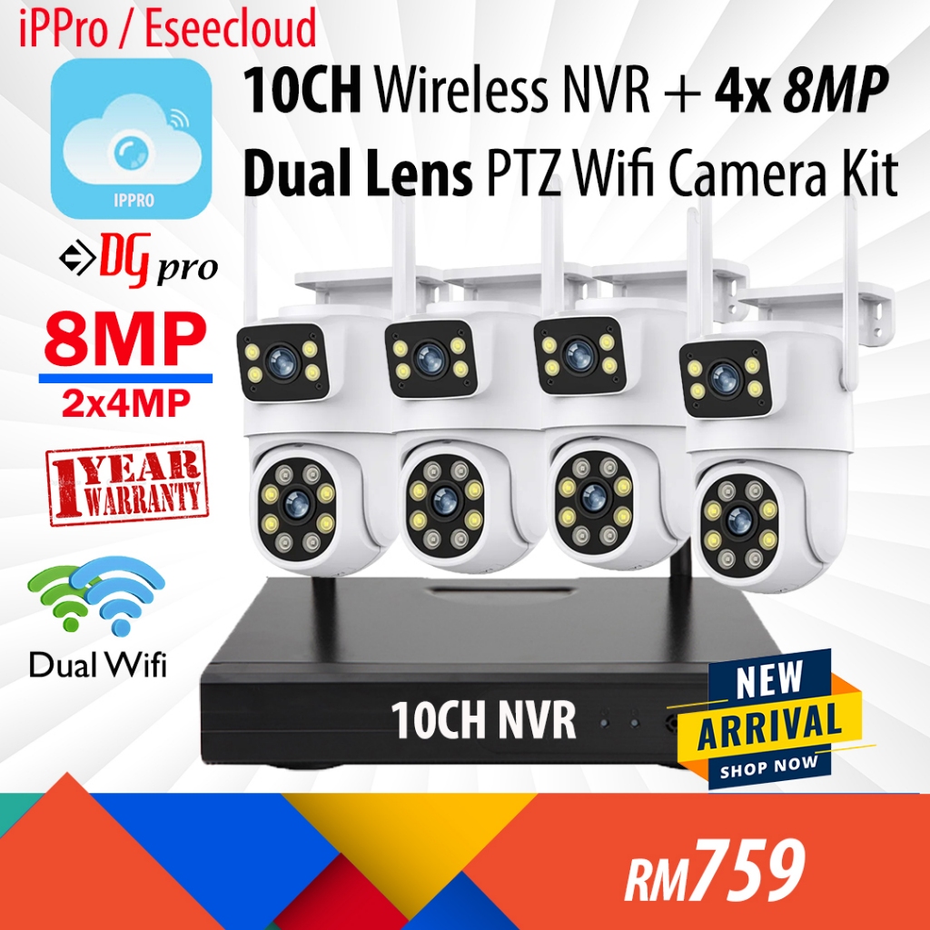 iPPro / Eseecloud Dual Lens Dual Screens 8MP 5K Ultra HD PTZ Wireless ...