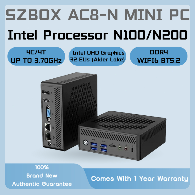 SZBOX AC8-N MINI PC Intel Processor N100 DDR4 WIFI6 BT5.2 SD HD DP VGA ...