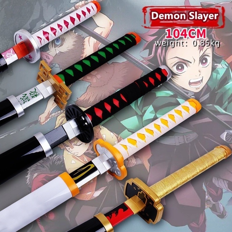 Anime Demon Slayer Bamboo Wooden Sword 104CM Rechargeable Cosplay Toy ...