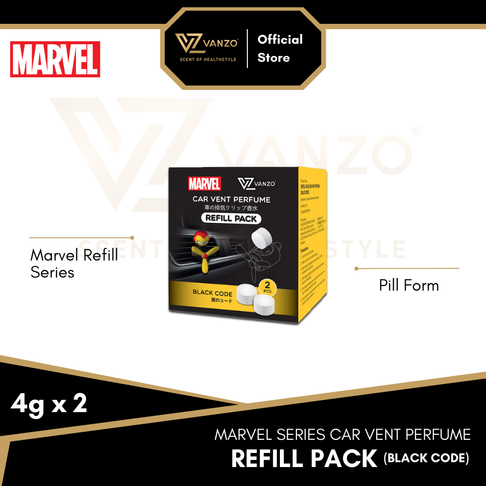 VANZO Marvel Series Car Vent Perfume Refill Pack - Black Code (4g x 2 ...