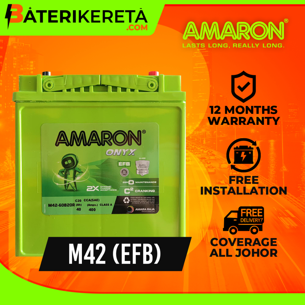 AMARON ONYX (EFB) M42 | M42L/M42R | 60B20L/60B20R CAR BATTERY | Shopee Malaysia