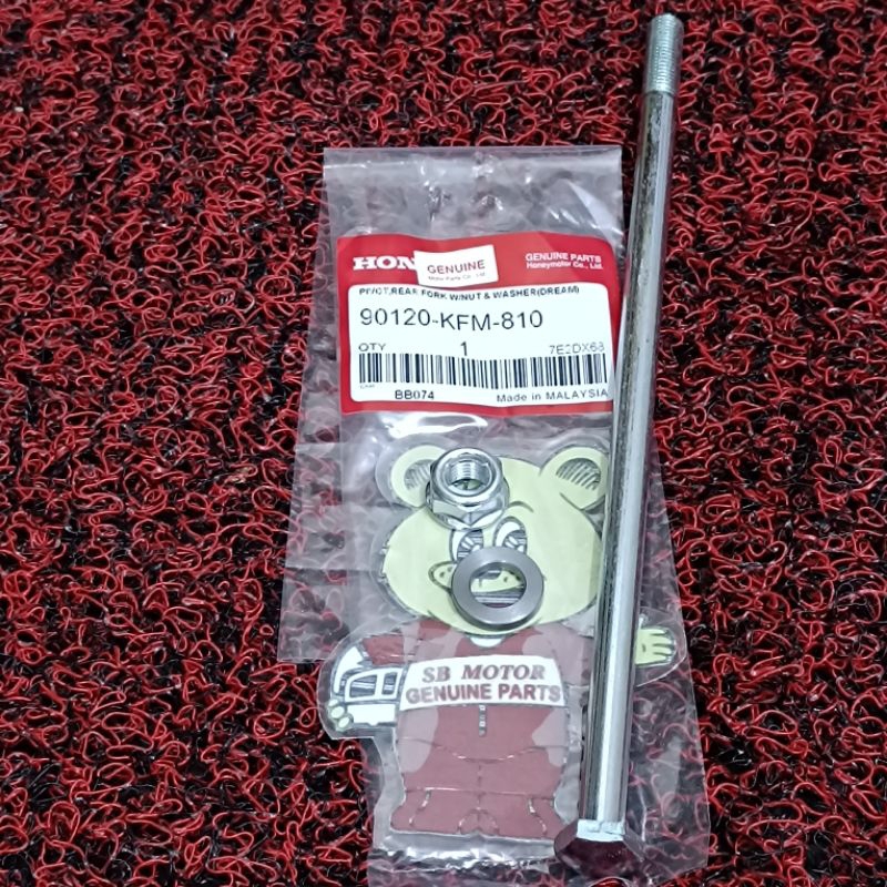 HONDA EX5 HIGH POWER EX5 DREAM C70 GBO GBOJ FAME GB6 REAR SWING ARM SHAFT WITH NUT WITH WASHER ...