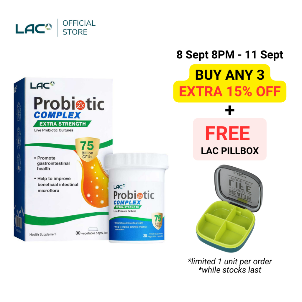 LAC Probiotic Complex 75 Billion CFUs (30 Vegetable Capsules) [Exp Mar ...