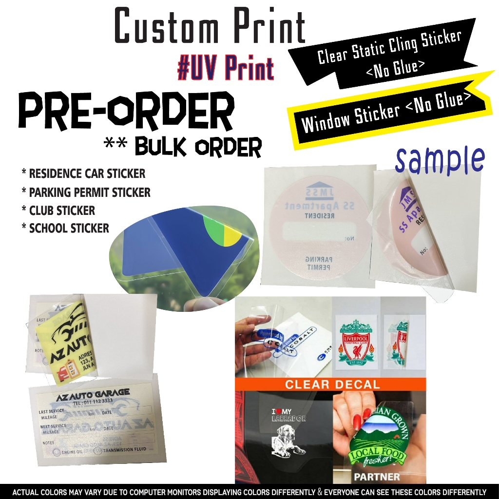Bulk Order Custom Print Sticker [PRE ORDER] Car Sticker Motor Sticker ...