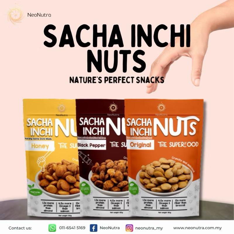 NEONUTRA Roasted Sacha Inchi Nuts Black Pepper/Original 150gm Ready to ...
