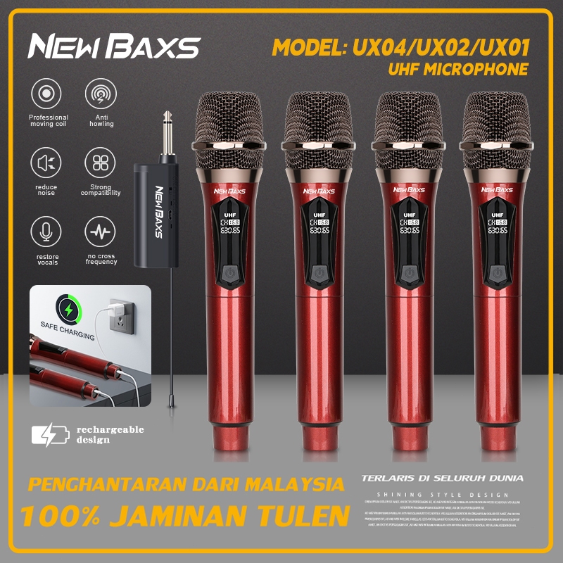 New Baxs UX04 mikrofon wayarles mikrofon komputer jarak penerimaan jarak 50M UHF FM beban ...