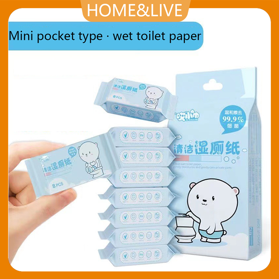 𝟴 𝗕𝗔𝗚𝗦 / 𝗣𝗔𝗖𝗞 》Multipurpose Disposable Wet Tissues Mini Alcohol Free ...