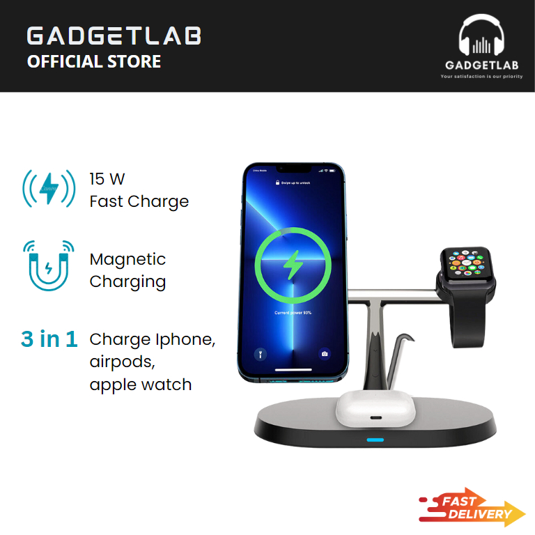 GADGETLAB 3 in 1 Fast Charging Magnetic Wireless Charger | Shopee Malaysia