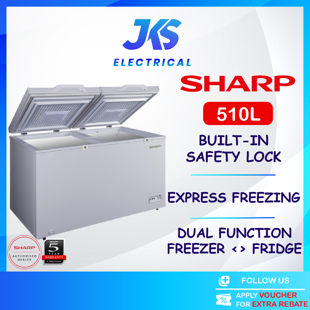 【FREE SHIPPING】SHARP 110L - 510L Chest Freezer | Dual Function Freeze ...