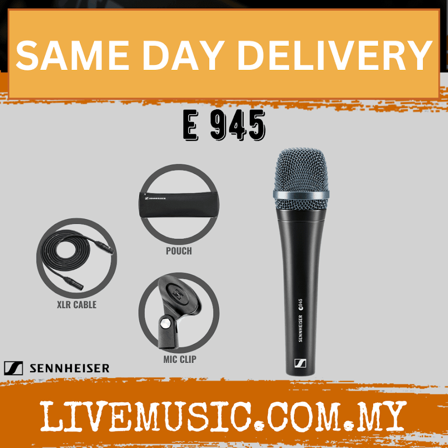 Sennheiser E 945 Supercardioid Dynamic Handheld Vocal Microphone with FREE Mic Cable ( E945 / E ...