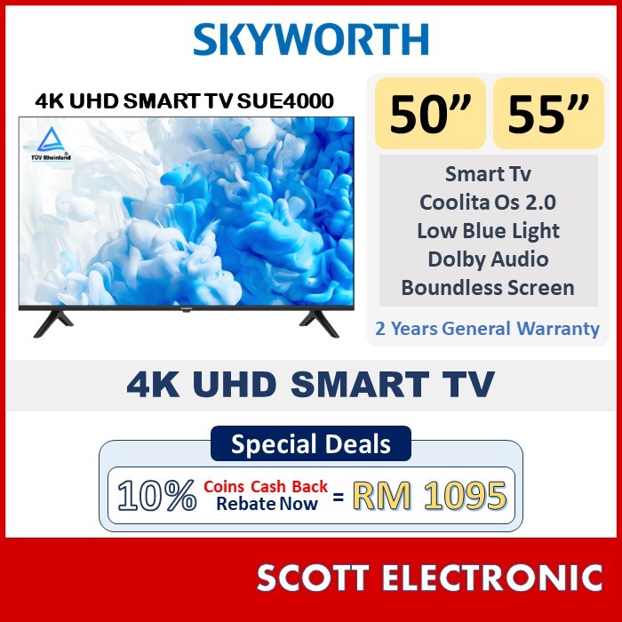 Skyworth 50" 50" 4K UHD Smart Tv LED Tv 50SUE4000 55SUE4000 | Shopee ...