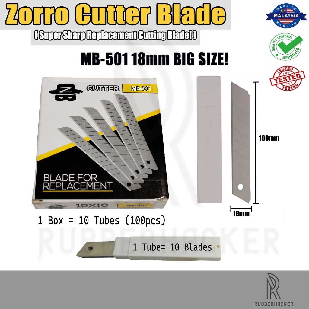 ORIGINAL ZORRO MB-501 MADE IN KOREA CUTTING BLADE REPLACEMENT 18MM BIG SIZE | Shopee Malaysia