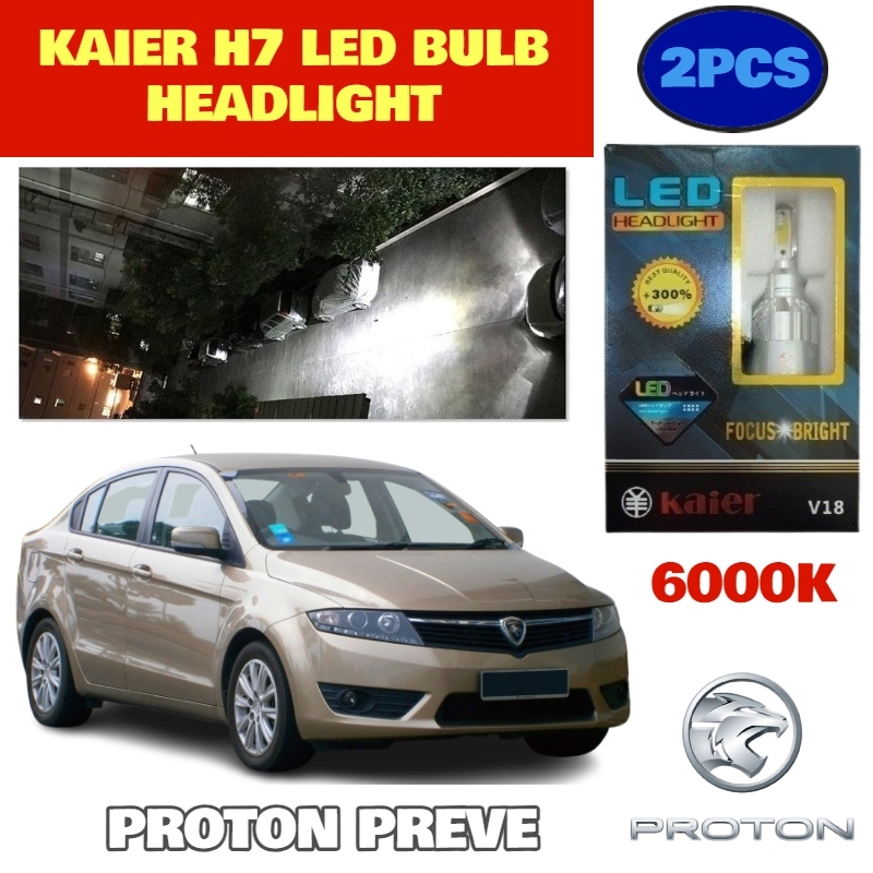 Proton Preve LED Headlight H7 Kaier 1 Pair 6000K WHITE Bright Putih ...