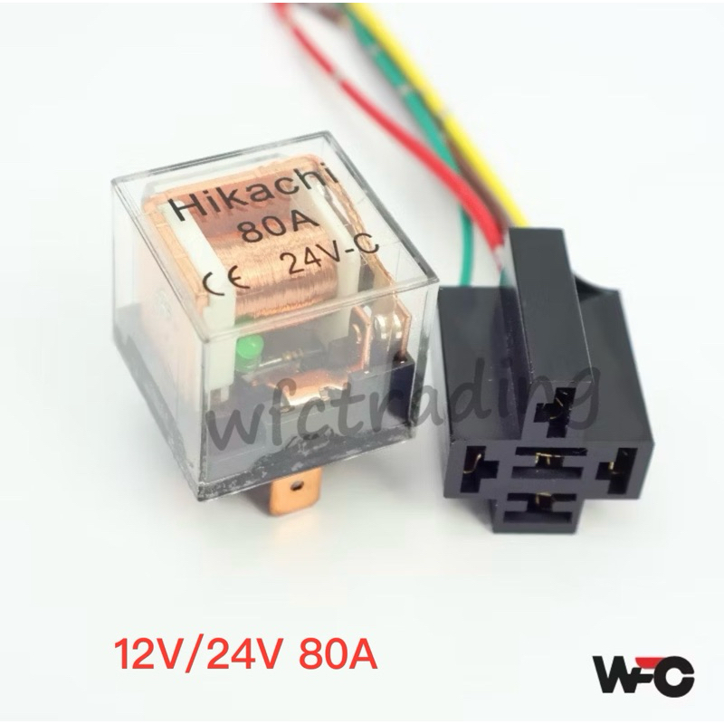 5pin Relay 12v 80A + 5pin Relay Socket Relay 24v 80A Holder Japan Wire ...