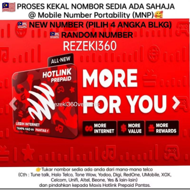 SIM HOTLINK PREPAID 5G PLAN UNLIMITED & PANTAS 365/PROSES KEKAL NOMBOR @ Mobile Number ...
