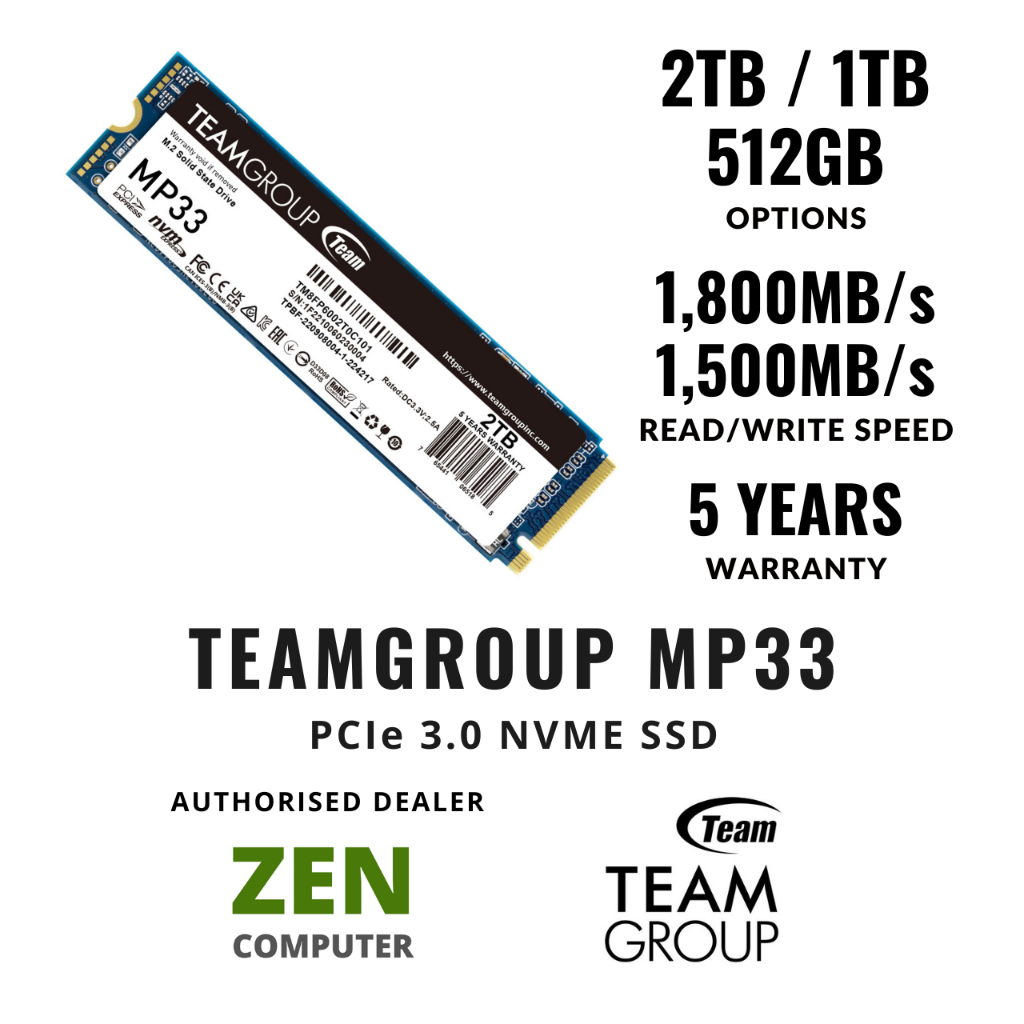 # TEAMGROUP MP33 (256GB / 512GB / 1TB / 2TB) M.2 PCIe 3.0x4 NVMe SSD ...
