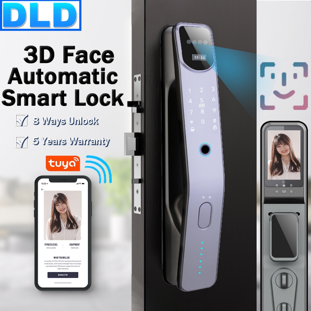 💖With An Installer💖3D Face Smart Lock WIFI TUYA Smart Door Lock Face ...