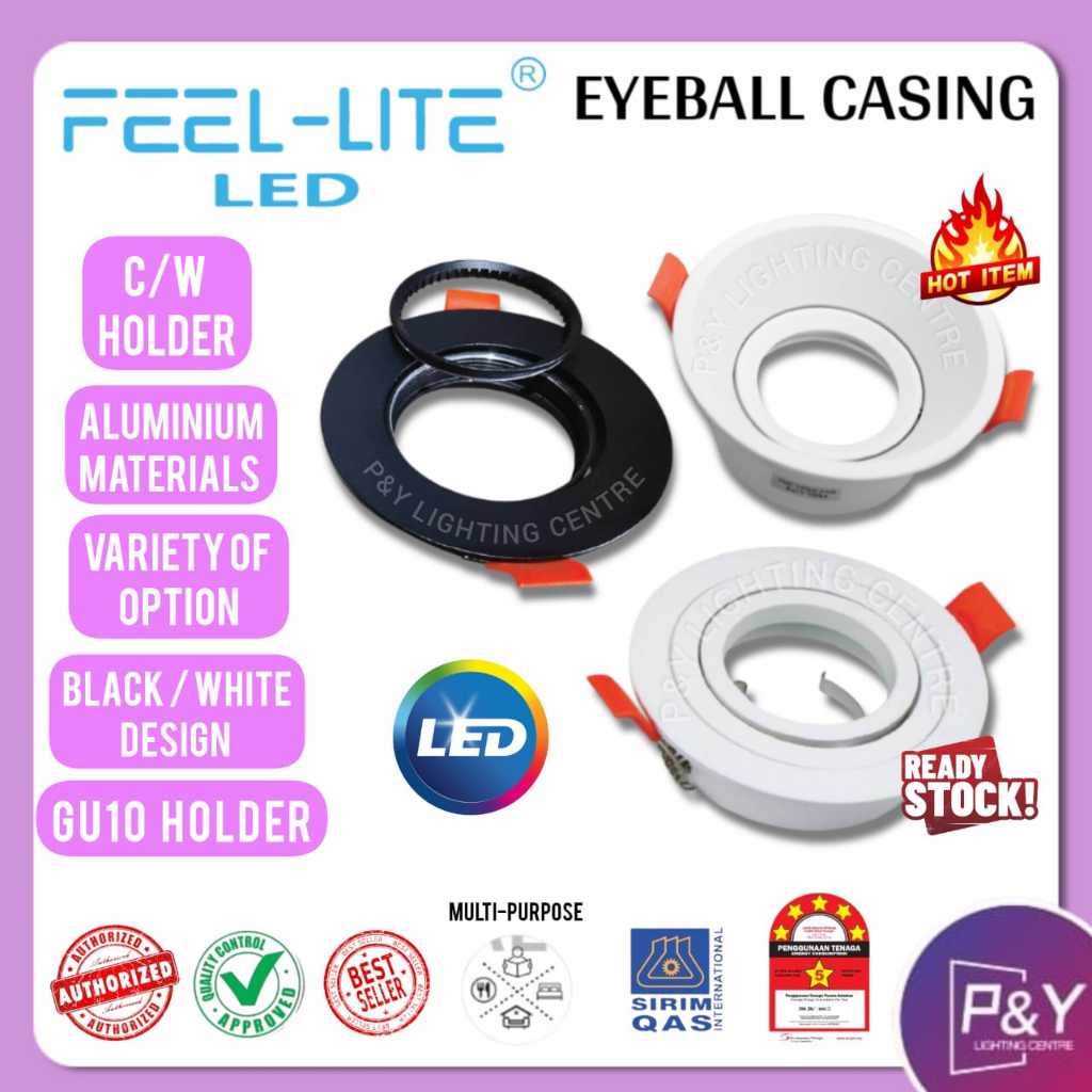 Universal Eyeball Casing Fitting/ Spotlight Case Downlight BLACK/WHITE ...