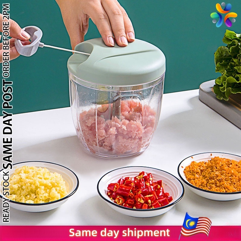 Mini Speedy Manual Food Chopper Hand Pull Rope Chopper 5 Blades Meat ...