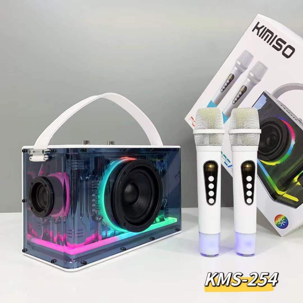 KIMISO KMS-254 RGB Luminous Wireless Bluetooth Dual Microphone Karaoke ...