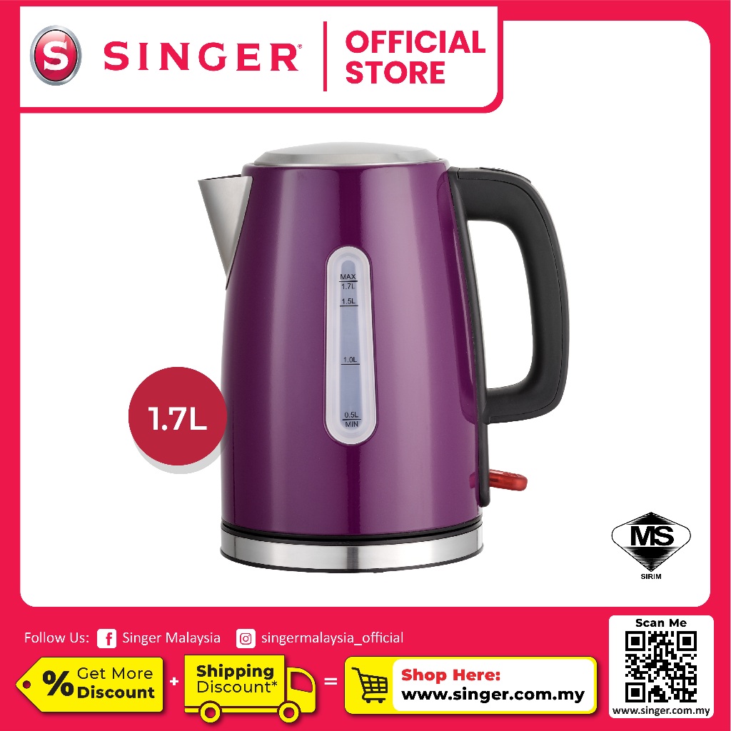 Singer 1.7L Stainless Steel Cordless Jug Kettle (Cerek Jag) JK170S | Shopee Malaysia
