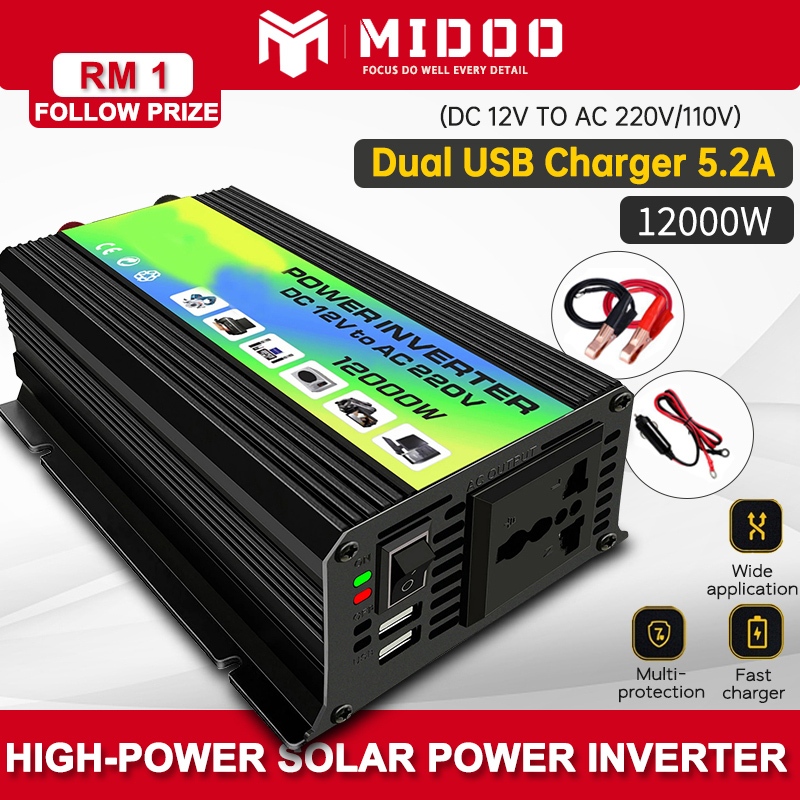 12000W Car Power Inverter Solar Inverter Converter Pure Sine WaveDC 12V ...