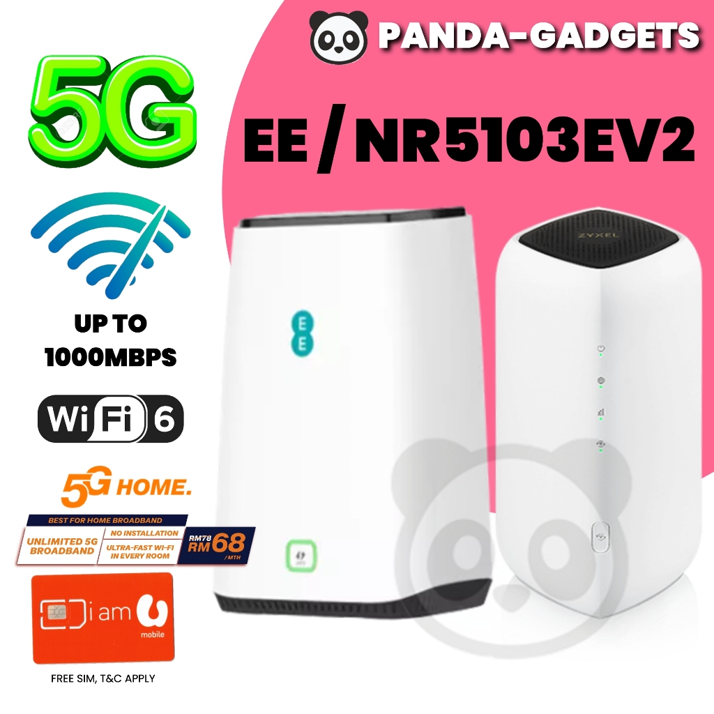 5G U Mobile YES HOME Broadband Zyxel NR5103E Modem 5G EE / 3UK Network Dual band Wifi 6 Portable ...