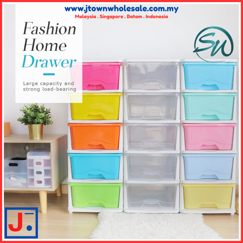 (READY STOCK) SW M300 5 Tier Smart Plastic Drawer / 5 Tingkat Amari ...