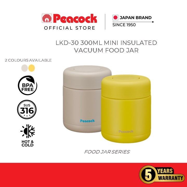 PEACOCK LKD-30 Mini Food Jar SUS316 Thermos Insulated Vacuum Food Jar 300ML | Shopee Malaysia