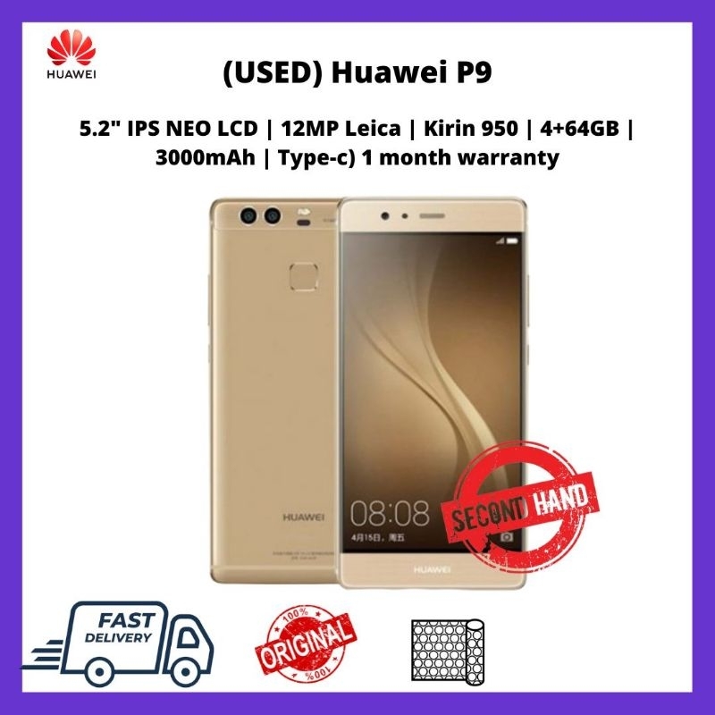 (USED) Huawei P9 (5.2" IPS NEO | 12MP Leica | Kirin 955 | 4+64GB | 3000mAh | Type-C | Android 7 ...