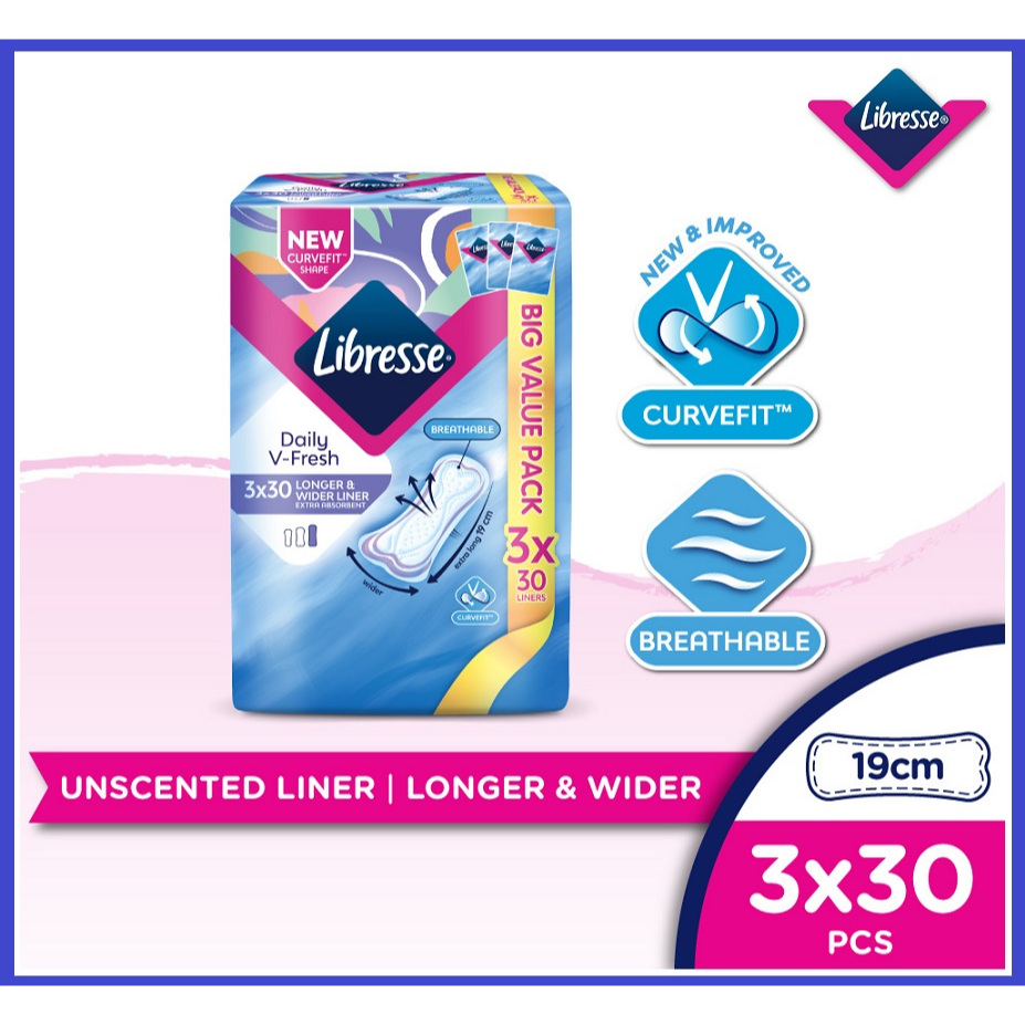 Libresse Longer & Wider Slim Panty Liner (3x30s) | Shopee Malaysia