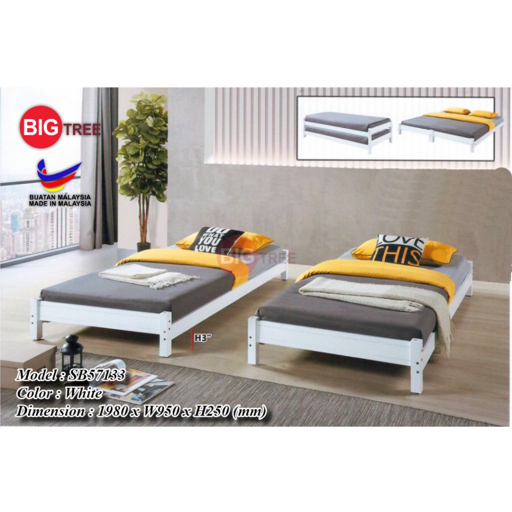 Big Tree Multifunction Stacker Wooden Single Bed Frame / Stackable ...