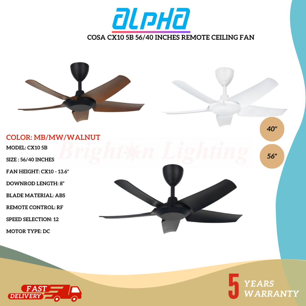 Alpha Cosa CX10 5B 56/40 inches Remote Ceiling Fan | Shopee Malaysia