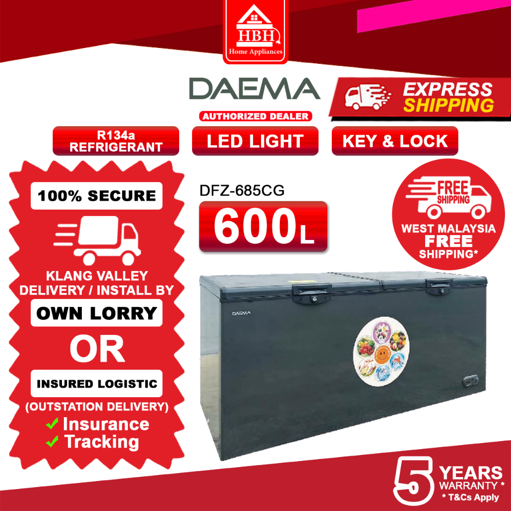 (FREE SHIPPING) Daema DFZ-685CG 600L Two Door R134a Chest Freezer with ...