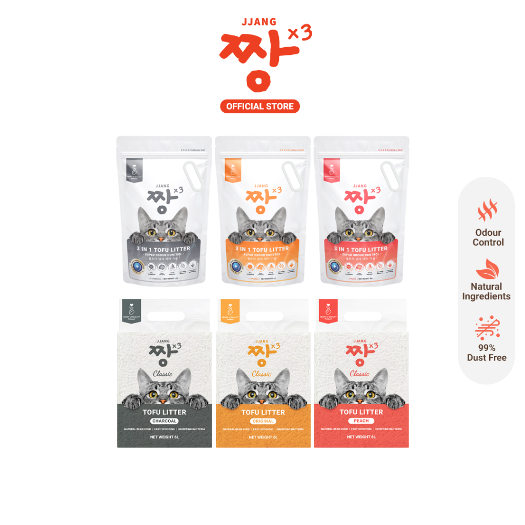 [Shopee Choice] JJANGX3 100%/3in1 Tofu Cat Litter Pasir Kucing Super Clumping Flushable Natural ...