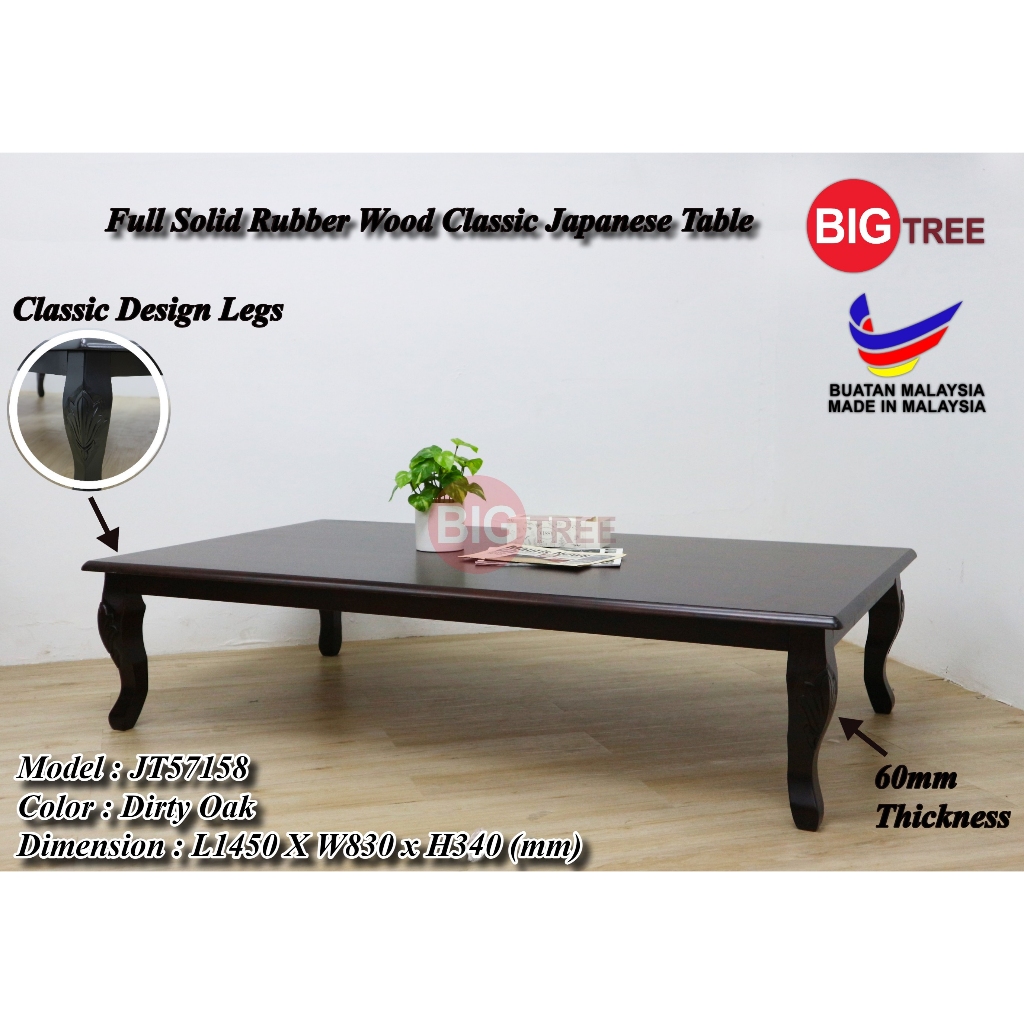 Big Tree Full Solid Rubber Wood Japanese Table / Full Solid Meja Jepun ...