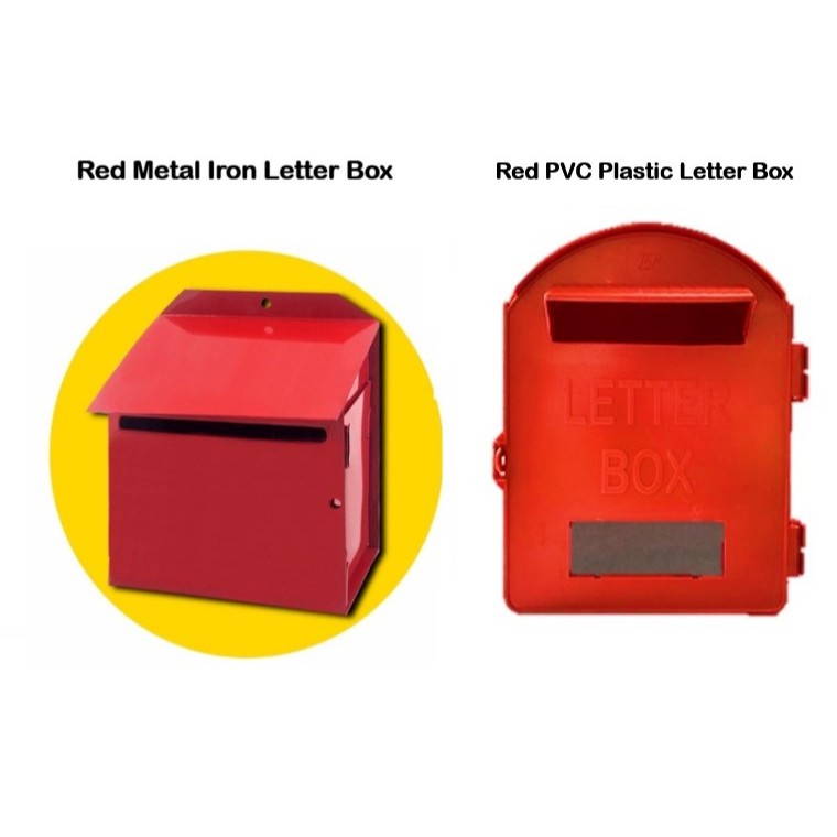 Red Metal / PVC Plastic Letter Mail Post Box Letterbox/ Mailbox Postbox ...
