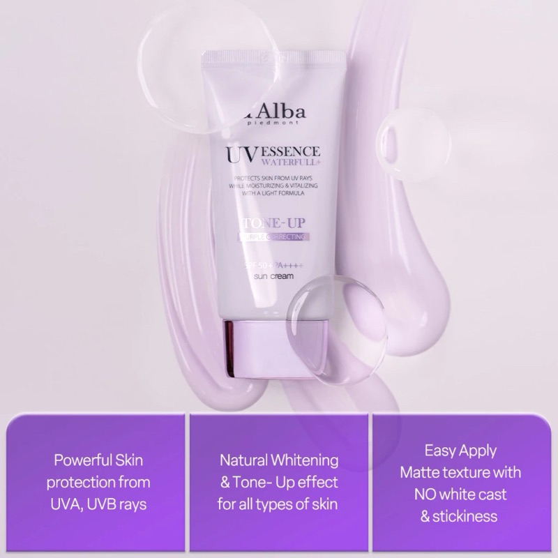 d’Alba Waterfull Purple Tone-up Sunscreen 50ml, SPF 50+ PA++++ | Shopee ...
