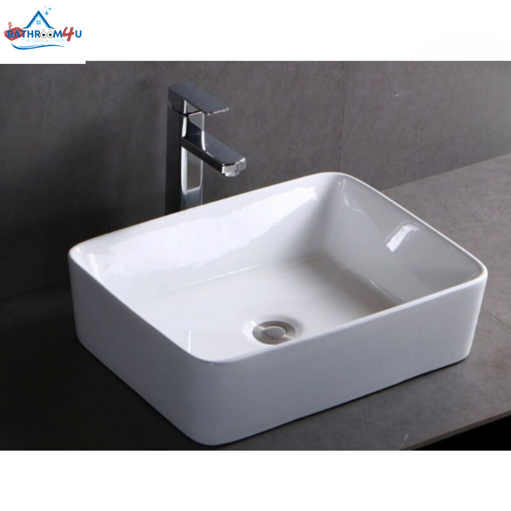[BATHROOM4U] Economic White Rectangle Counter Top Ceramic Basin With ...