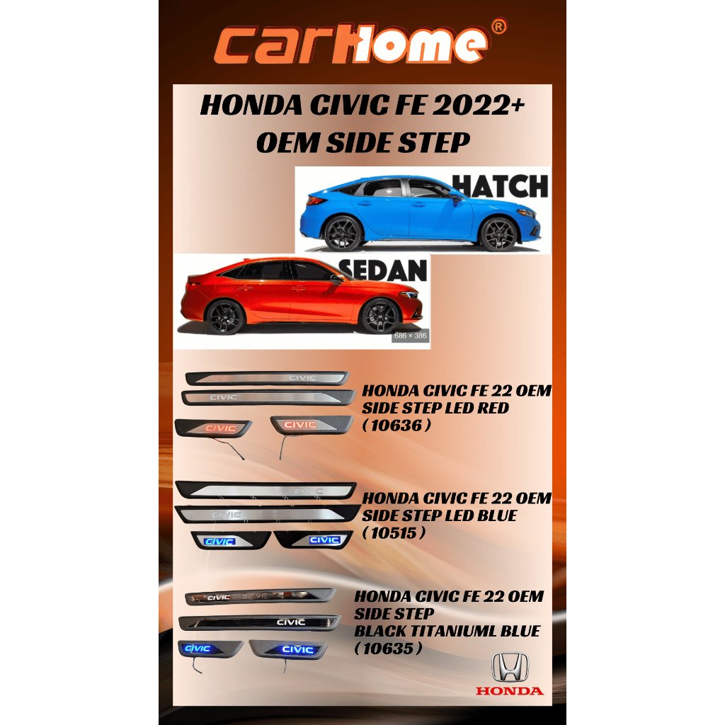 Honda Civic FE 2022 2023 Side Step LED Side Sill Plate OEM plug and ...