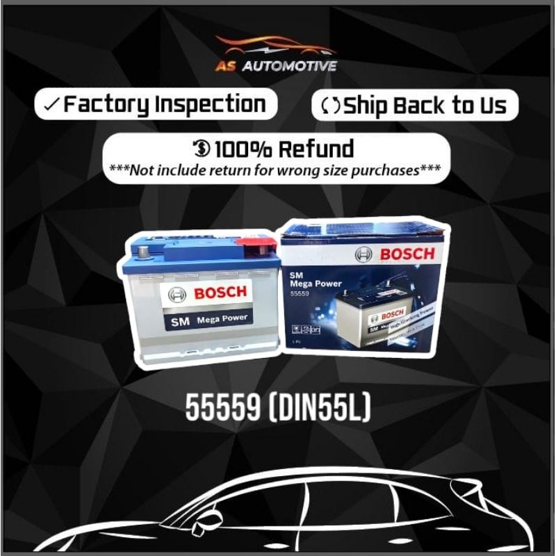 DIN55 | 55559 (MF) | DIN55L Battery BOSCH Car Battery - VW Polo, Golf ...