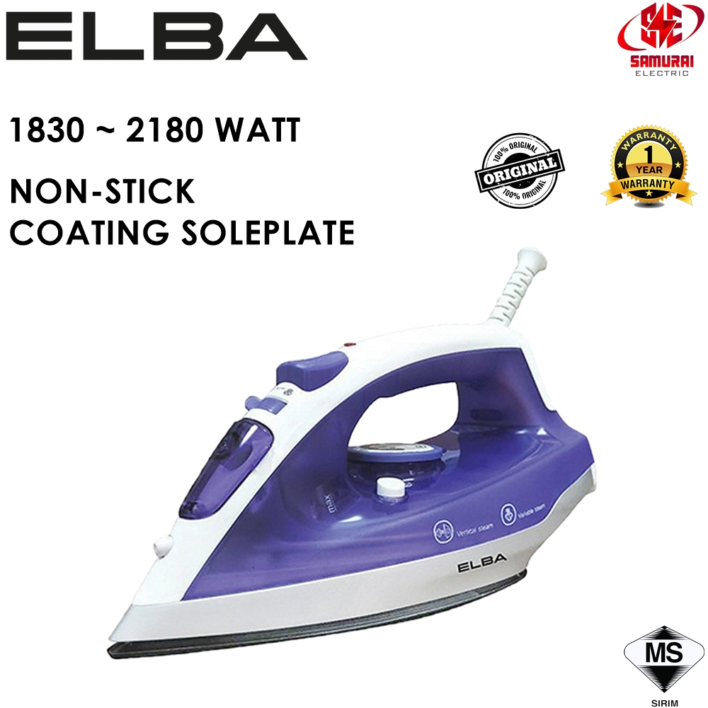 Elba Steam Iron 1830 ~ 2180 Watt With Non-Stick Coating Soleplate ...