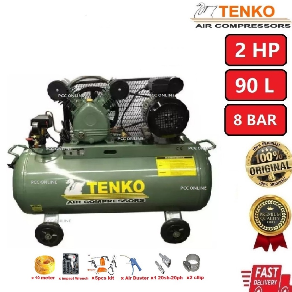 Tenko Air Compressor Compressor Angin Pam Angin 2HP 90L 8Bar (Heavy ...