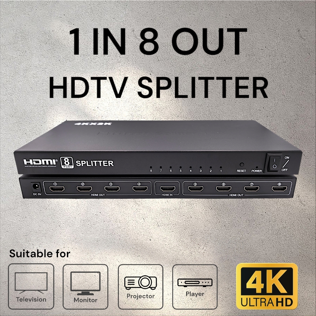 1 IN 8 OUT 4K 1X8 HDMI/HDTV AUDIO VIDEO SPLITTER | Shopee Malaysia