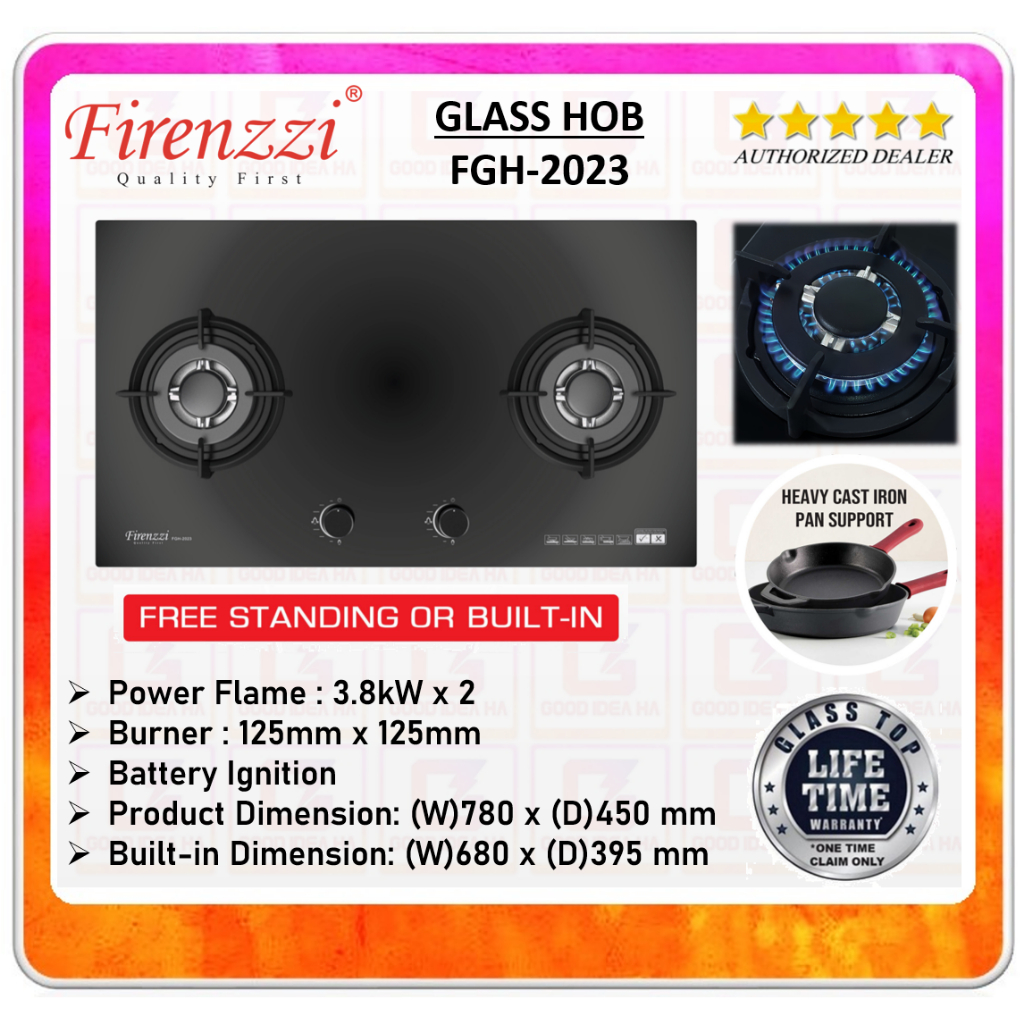 FIRENZZI FGH-2023 Glass Hob 3.8kW x2 | Shopee Malaysia