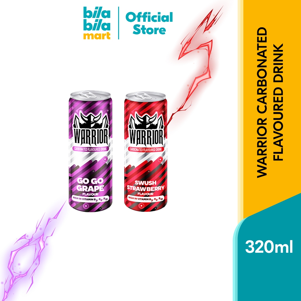 WARRIOR Carbonated Flavoured Drink (GO GO Grape, SWUSH Strawberry ...