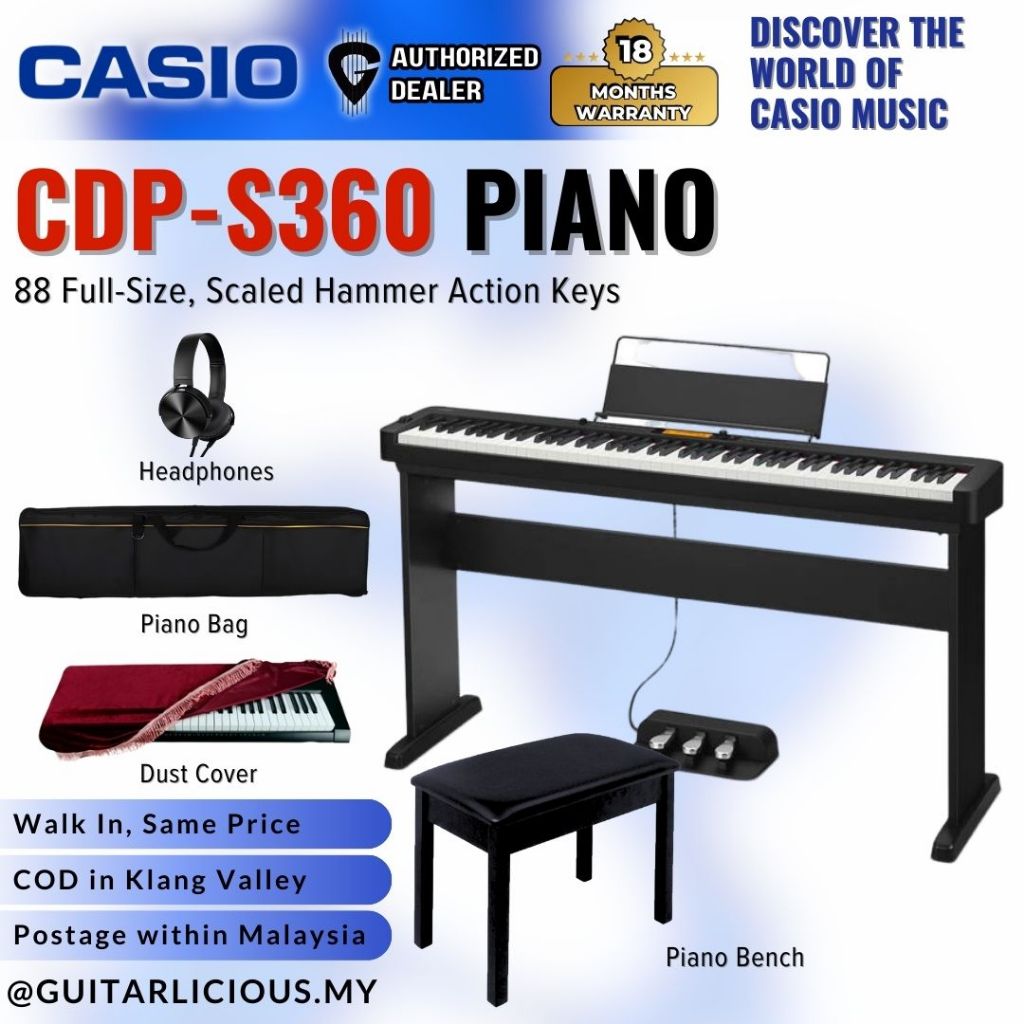 Casio CDP-S360 88-key Digital Piano with Headphone (CDPS360 / CDP S360 ...