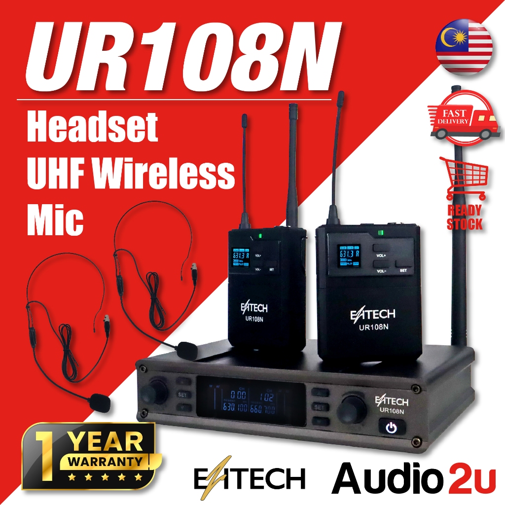Ezitech UR108N UHF WIreless Microphone WIth Handheld & Heaset Two ...