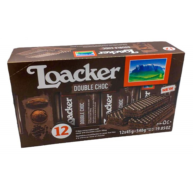 12 Packs Loacker Double Chocolate Crispy Wafers Filled with Vanilla ...